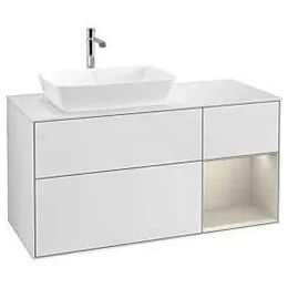 Villeroy & Boch Villeroy und Boch Finion Waschtischunterschrank G811HHMT 120cm, Abdeckplatte white matt, Emotion, Regale sand matt lacquer, White matt lacquer