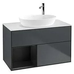 Villeroy & Boch Villeroy und Boch Finion Waschtischunterschrank G891PDHG 100cm, Abdeckplatte white matt, Emotion, Regale Black matt lacquer, Midnight Blue Matt Lacquer