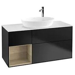 Villeroy & Boch Villeroy und Boch Finion Waschtischunterschrank G941PCPD 120cm, Abdeckplatte white matt, Emotion, Regale Oak Veneer, Black matt lacquer