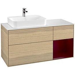 Villeroy & Boch Villeroy und Boch Finion Waschtischunterschrank F401HBPC 120cm, Abdeckplatte white matt, Regal rechts Peony, Oak Veneer