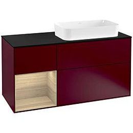 Villeroy & Boch Villeroy und Boch Finion Waschtischunterschrank G272PCHB 120cm, Abdeckplatte black matt, Emotion, Regal links Oak Veneer, Peony Matt