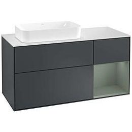 Villeroy & Boch Villeroy und Boch Finion Waschtischunterschrank G281GMHG 120cm, Abdeckplatte white matt, Emotion, Regal rechts Olive Matt Lacquer, Midnight Blue Matt Lacquer