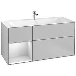 Villeroy & Boch Villeroy und Boch Finion Waschtischunterschrank F060MTGJ 119,6x59,1cm, Regal links White matt lacquer, Light grey matt