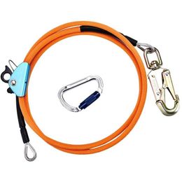 12 mm x 2,4 m großer Sicherheitsgurt mit dreifach verriegelbarem Karabiner, verstellbarem Trageband, geringer Verlängerung für Absturzsicherung