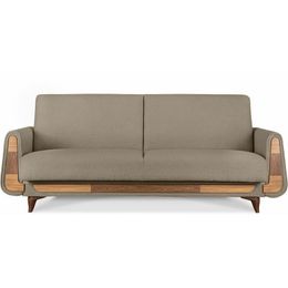 Gustavo Sofa 3-Sitzer mit Schlaffunktion, braun - Konsimo