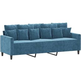 vidaXL - 3-Sitzer-Sofa Blau 180 cm Samt