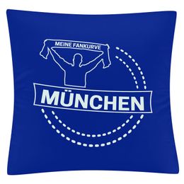 multifanshop® Kissenbezug - München blau - Meine Fankurve - Druck weiß