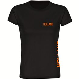 multifanshop Damen T-Shirt - Holland - Brust & Seite - Druck orange - Frauen