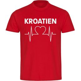 multifanshop® Herren T-Shirt - Kroatien - Herzschlag - Druck weiß