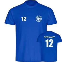 multifanshop® Kinder T-Shirt - Germany - Adler Retro Trikot 12 - Druck weiß