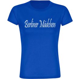 multifanshop® Kinder T-Shirt - Berlin blau - Berliner Mädchen - Druck weiß