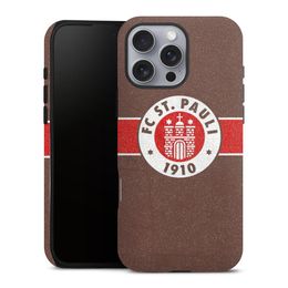 DeinDesign iPhone 16 Pro Max Handy Panzer Handyh&uuml;lle robuste Outdoor H&uuml;lle Schutzh&uuml;lle gl&auml;nzend Fc St. Pauli Logo Official Licensed Product Tough Case