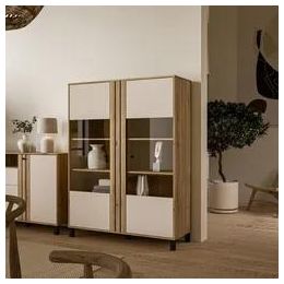 Highboard FORTE "Killarney" Sideboards Gr. B/H/T: 121,4cm x 161,0cm x 42,0cm, beige (mauvella eiche /sand) Highboardvitrine, Stauraum, Soft Close