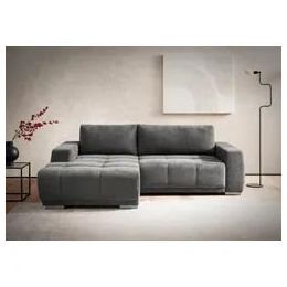 Ecksofa Inosign "Bolero L-Form" Sofas Gr. B/H/T: 241cm x 66cm x 165cm, Struktur fein, Recamiere links, ohne Bettfunktion, grau mit edler Steppung, wahlweise Schlaffunktion & Bettkasten