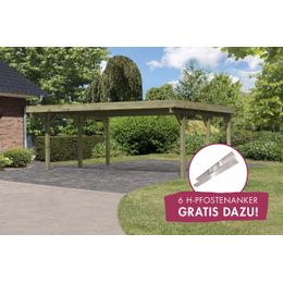 Doppelcarport Karibu "Classic 1" Carports Gr. H: 206 cm, braun