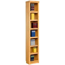 Bücherregal Home Affaire "Soeren" Regale Gr. H: 185 cm, 6 St., beige (gelaugt, geölt) aus massiver Kiefer, in 2 Höhen, Tiefe 29 cm, mit viel Stauraum