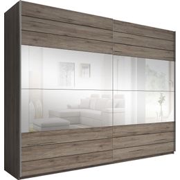 Schwebetürenschrank Inosign "Galaxy Breite 200,220 oder 270cm breit, Kleiderschrank, Wäscheschrank" Schränke Gr. B/H/T: 200 cm x 210 cm x 61 cm, san remo dunkel /san remo dunkel, 2 St., braun (san remo dunkel, san dunkel) mit breiter Spiegelfront, INKLUSIVE kompletter Innenausstattung