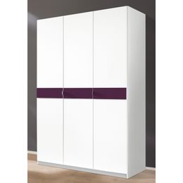 Kleiderschrank Priess "Madrid" Schränke Gr. B/H/T: 140 cm x 193 cm x 54 cm, 3 St., weiß (weiß, brombeerglas) mit farbiger Glasauflage