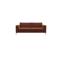 2,5-Sitzer FLEXLUX "Fiore, super Sitzkomfort durch Kaltschaum", braun (cognac), B:196cm H:85cm T:92cm, 100% Polyester, Sofas, breite Armlehnen, F&uuml;&szlig;e Alu+ Eiche