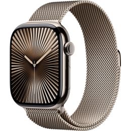 Smartwatch Apple "Watch 10 Titan" Smartwatches Gr. 46 mm, Cellular, M/L, Milanaise, beige (natur) Bestseller