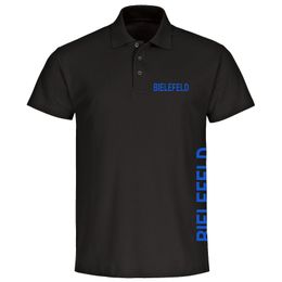 multifanshop® Poloshirt - Bielefeld - Brust & Seite - Druck blau