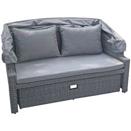 Loungesofa Garden Pleasure "MONTE CARLO", grau, B:144cm H:74cm, Aluminium, Kunststoffgeflecht;Kissen;Montagematerial, Sofas, mit ausklappbarem Sonnendach
