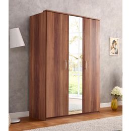 Kleiderschrank Priess "Husum" Schränke Gr. B/H/T: 140 cm x 196 cm x 57 cm, ohne Schubkästen, 3 St., braun (nussbaumfarben) mit dekorativen Kranz, wahlweise Schubkästen