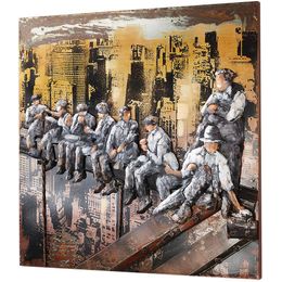 Metallbild Locker "3D BAUARBEITER NY" Bilder Gr. B/H/T: 90cm x 90cm x 5cm, bunt