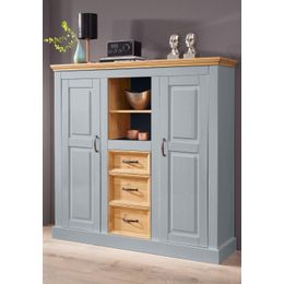 Highboard Home Affaire "Selma" Sideboards Gr. B/H/T: 130 cm x 130 cm x 38 cm, grau (grau, gebeizt) Breite 130 cm