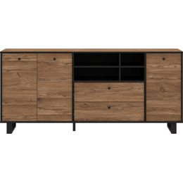 Sideboard FORTE Sideboards Gr. B/H/T: 180,8 cm x 81,6 cm x 42 cm, 2 St., schwarz (eiche, schwarz) Breite ca. 180 cm