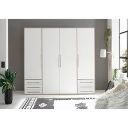 Drehtürenschrank Schlafkontor "Lyss Schrank, Kleiderschrank mit Drehtüren" Schränke Gr. B/H/T: 206 cm x 194 cm x 58 cm, 4 St., weiß (eiche san remo hell, weiß) in verschiedenen Farben und Größen erhältlich