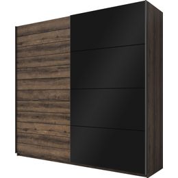 Schwebetürenschrank Inosign "Galaxy Kleiderschrank, Wäscheschrank 200, 220 oder 270cm breit" Schränke Gr. B/H/T: 270 cm x 210 cm x 61 cm, 2 St., schwarz (monastery eiche, glas) INKLUSIVE kompletter Innenausstattung, Metallgriffe und Glasfront