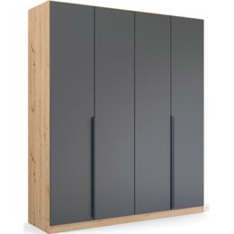 Drehtürenschrank Rauch "Dark&Wood by Quadra Spin" Schränke Gr. B/H/T: 181 cm x 210 cm x 54 cm, 4 St., braun (eiche artisan, grau metallic) im Industrial Style mit Metallgriffstangen