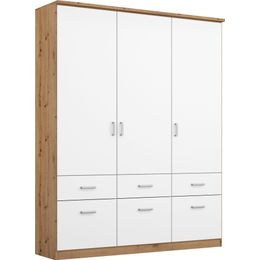 Kleiderschrank Rauch "Kleiderschrank Schrank Garderobe deckenhoher BREMEN" Schränke Gr. B/H/T: 136 cm x 199 cm x 58 cm, ohne Spiegel, 3 St., weiß (weiß, eiche artisan) in vielen Farben und Ausführungen MADE IN GERMANY