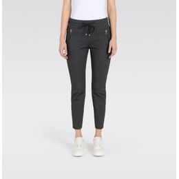 Jerseyhose MAC "easy smart" Gr. 46, Länge 29, grau (silver zig zag) Damen Hosen mit dezenten Reißerschluss-Taschen