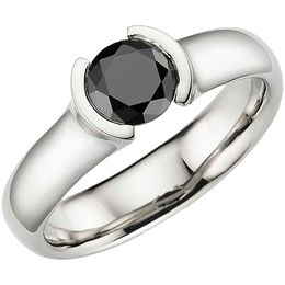 Fingerring HECHTER PARIS "Schmuck Geschenk Silber 925 Ring mit Zirkonia" Fingerringe Gr. 53, Silber 925 (Sterlingsilber), 4,9 mm, silberfarben (silberfarben, schwarz, schwarz) Damen mit Zirkonia (synth.)