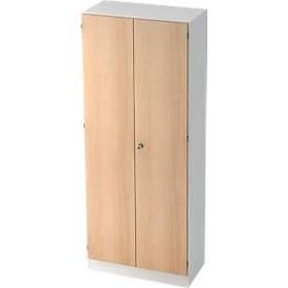 Aktenschrank, 5 OH, abschließbar, B 800 x T 420 x H 2004 mm, weiß/Eiche