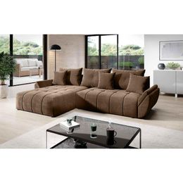 Ecksofa calvani-l Sofa mit Schlaffunktion Bettkasten Kissen Couch MH15 Braun - Braun - Furnix