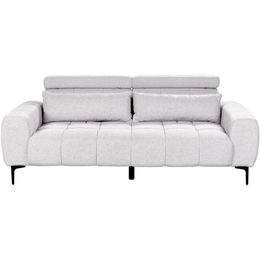 Beliani 3-Sitzer Sofa Grau Stoff Rückenlehne u. Kopfteil Verstellbar mit Kissen Schwarze Metallfüße Breite Armlehnen Modern Wohnzimmer Polstersofa