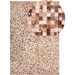 Beliani - Teppich Leder Braun Beige Mosaik 140 x 200 cm Modern