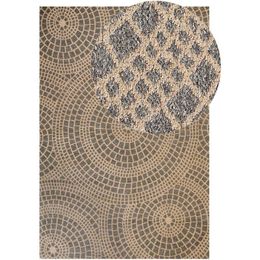 Beliani - Teppich Beige u. Grau aus Jute 200 x 300 cm Rechteckig Geometrisches Muster Kurzflor Modern für Wohnzimmer Schlafzimmer