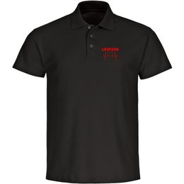 multifanshop Poloshirt - Leipzig - Herzschlag - Druck rot - Polo