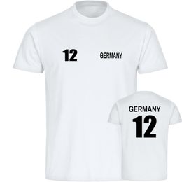 multifanshop Kinder T-Shirt - Germany - Trikot Nummer 12 - Druck schwarz - Kind