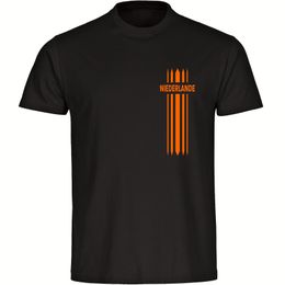 multifanshop® Herren T-Shirt - Niederlande - Streifen - Druck orange