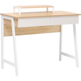 Schreibtisch Home Affaire "COWELL" Tische Gr. B/H/T: 100 cm x 76 cm x 48 cm, braun (eichefarben, eichefarben)