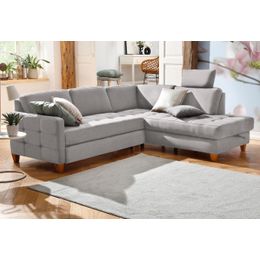 Ecksofa Home Affaire "Earl L-Form", grau, B:233cm H:80cm T:196cm, Luxus-Microfaser in Lederoptik (100% Polyester);Struktur fein (100% Polyester);Luxus-Microfaser ALTARA NUBUCK (100% Polyester), Sofas, Ecksofa, wahlweise auch mit Bettfunktion oder Bettfunktion mit Bettkasten