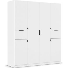 Drehtürenschrank Rauch "Kleiderschrank Schrank Garderobe Wäscheschrank TICAO mit 2 Schubladen" Schränke Gr. B/H/T: 181 cm x 210 cm x 54 cm, 6 St., weiß (alpinweiß) die in der Höhe variabel positioniert werden können MADE IN GERMANY