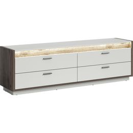 Lowboard Inosign "Treviso, Breite 187cm, inkl. Frontbeleuchtung, 4 Schubkästen" Sideboards Gr. B/H/T: 187 cm x 58 cm x 43 cm, 4 St., grau (nox oak dunkel, hellgrau nachbildung) TV-Board, Mediamöbel, TV-Bank, Fernsehschrank, Wohnzimmerschrank