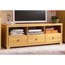 TV-Board Home Affaire "Gotland" Sideboards Gr. B/H/T: 147 cm x 51 cm x 40 cm, beige (gelaugt geölt) Breite 147 cm, mit Schubladen und offenen Fächern, Massivholz, FSC