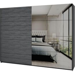 Schwebetürenschrank Inosign "Galaxy Kleiderschrank, Wäscheschrank 200, 220 oder 270cm breit" Schränke Gr. B/H/T: 270 cm x 210 cm x 61 cm, 2 St., grau (carbon) INKLUSIVE kompletter Innenausstattung, Metallgriffe